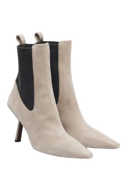 Brunello Cucinelli Monili Suede Chelsea Boots - Beige