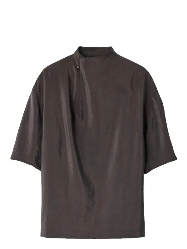 LEMAIRE Soft Collar Top In Dry Silk - Licorice Color