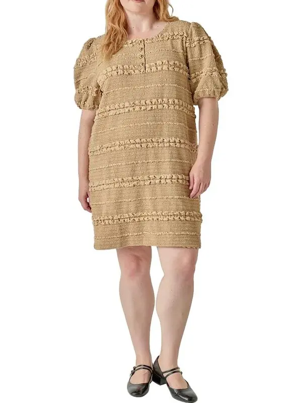 English Factory Smocked Mini Dress - Tan