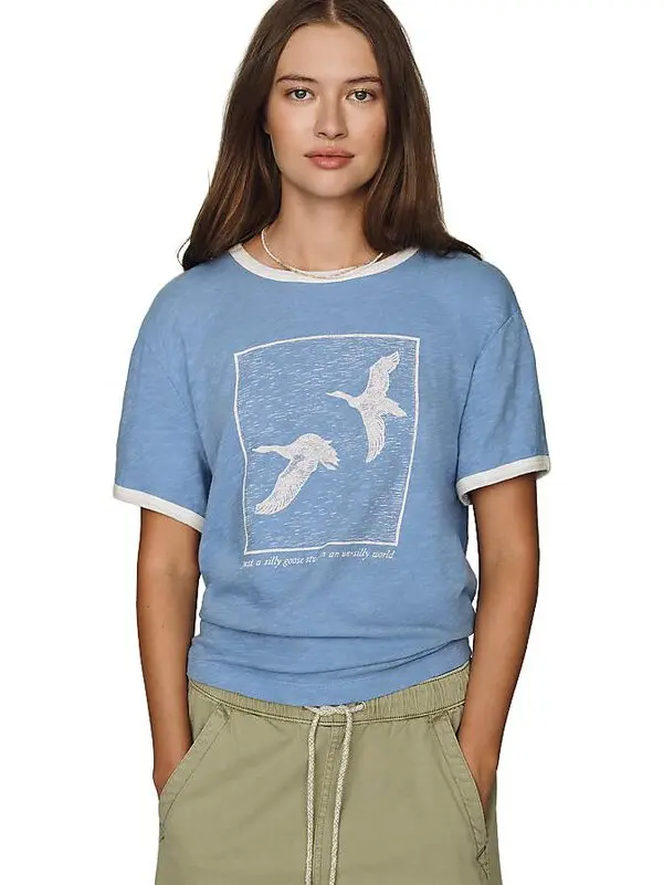 PILCRO Cotton Heritage Ringer T-shirt - Blue Pattern