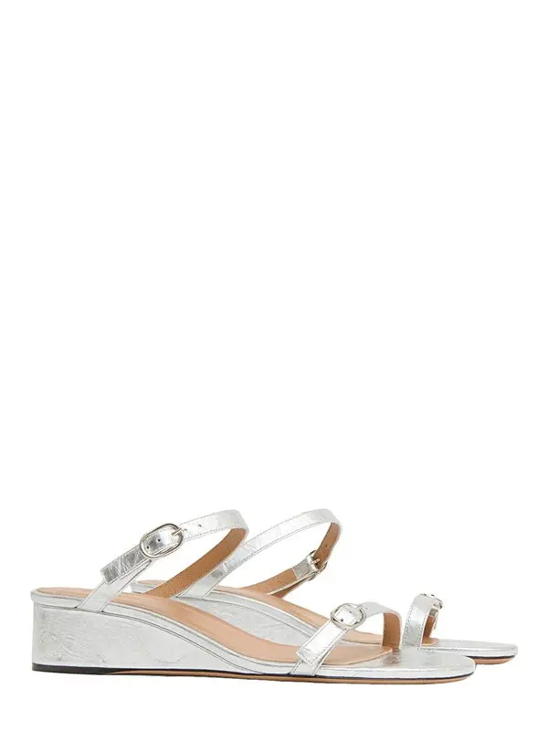 MANSUR GAVRIEL Zeppa Leather Wedge Sandal - Silver