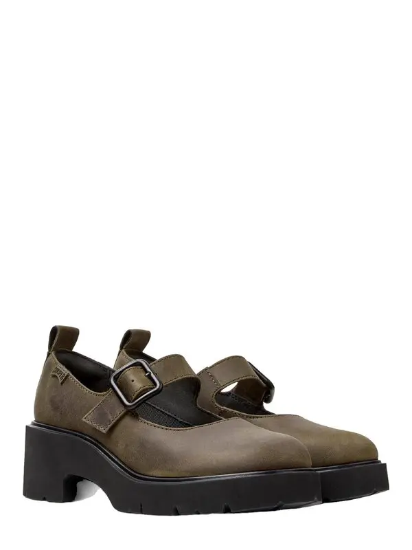 Camper Milah Mary Jane With Buckle And Lug Sole - Dark Green