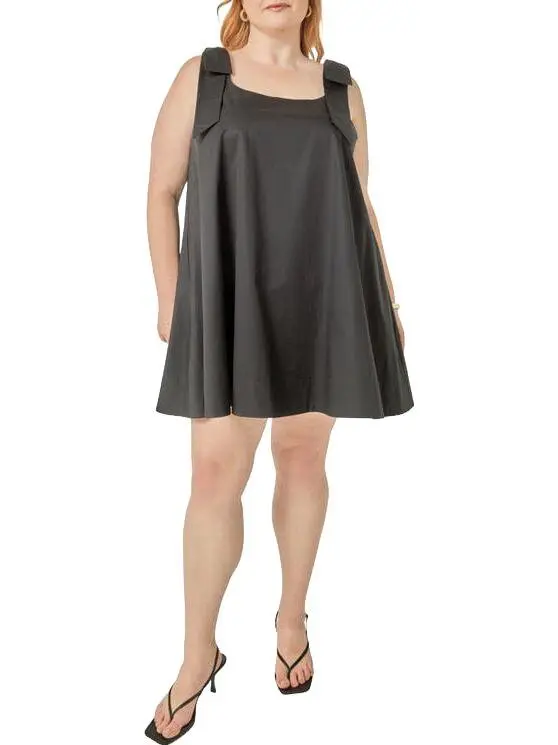 English Factory Bow Shoulder Sleeveless Minidress - Black