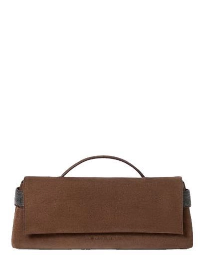 Brunello Cucinelli Suede Essence Clutch Bag - Caramel