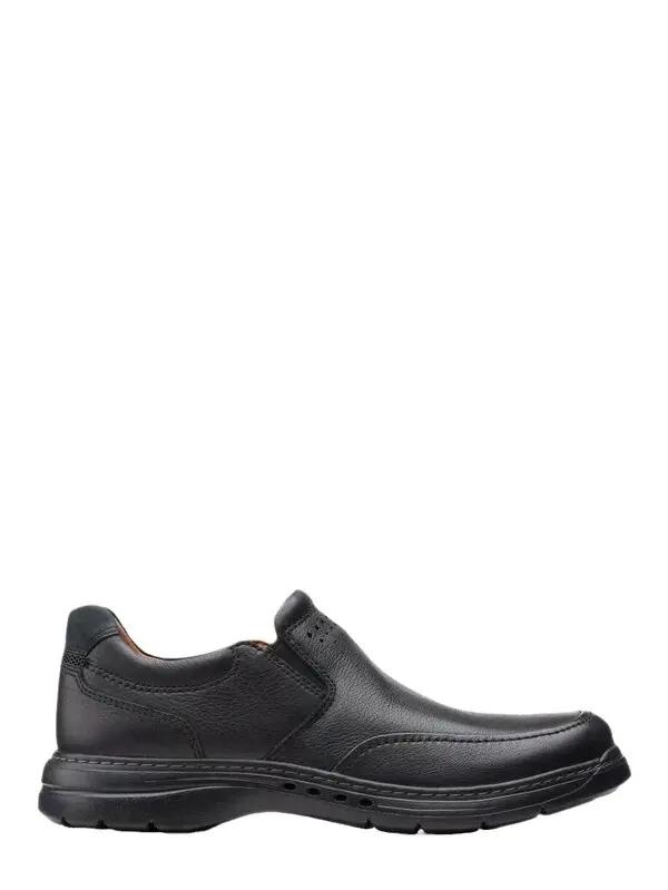 Clarks Un Brawley Step Leather Slip-on Shoes - Black