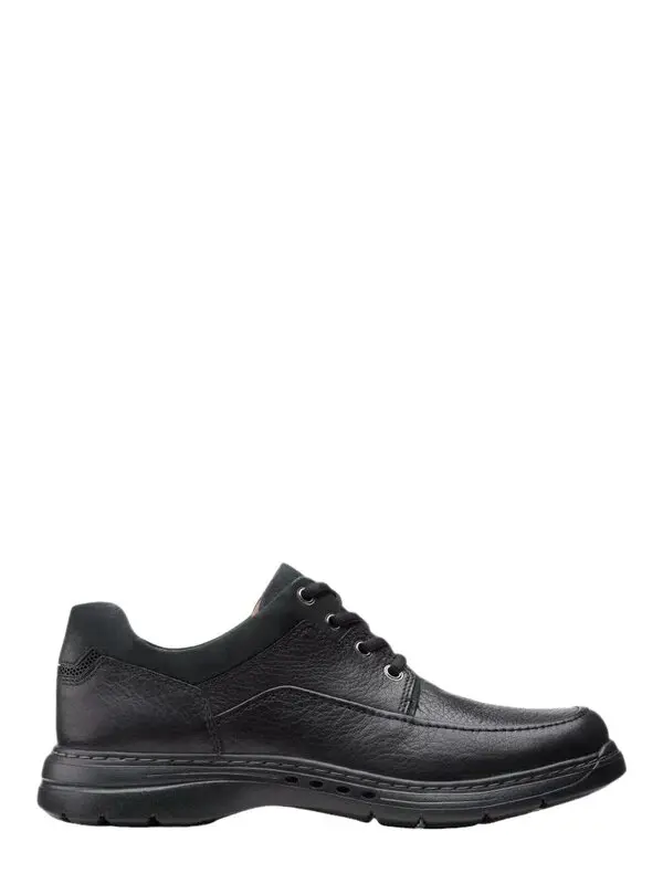 Clarks Un Brawley Lace Pebbled-leather Shoes - Black