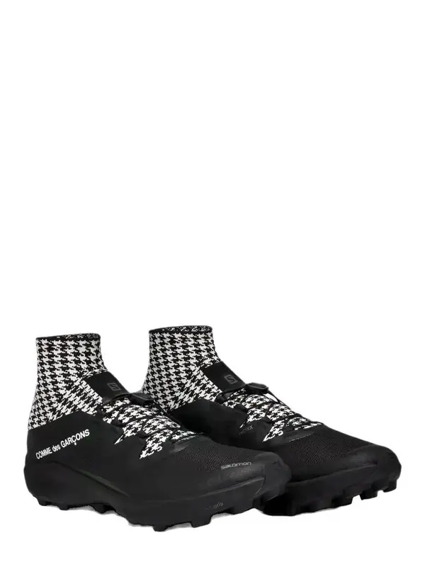 Comme Des Garçons X Salomon Houndstooth Print Sock-style Sneakers - Black