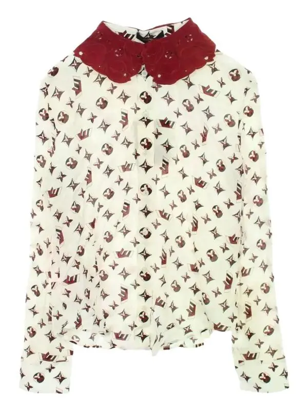 LOUIS VUITTON Monogram Embroidered Collar Shirt - Neutrals