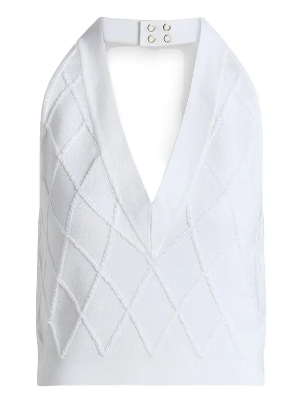 Balmain Quilted Knit Halterneck Top - White