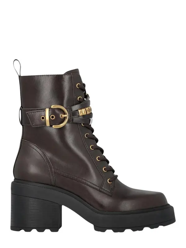 Pinko Altea 01 Lace-up Ankle Boots With Buckle Detail - Brown