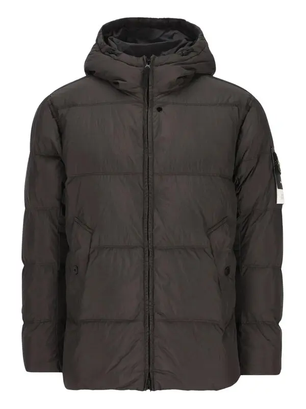 Stone Island Hooded Puffer Jacket - Brown
