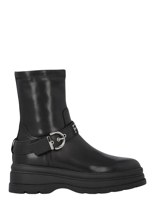 Pinko Eva 01 Buckled Leather Boots - Black