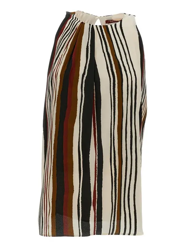 Max Mara Sleeveless Striped Silk Top - Multicolor