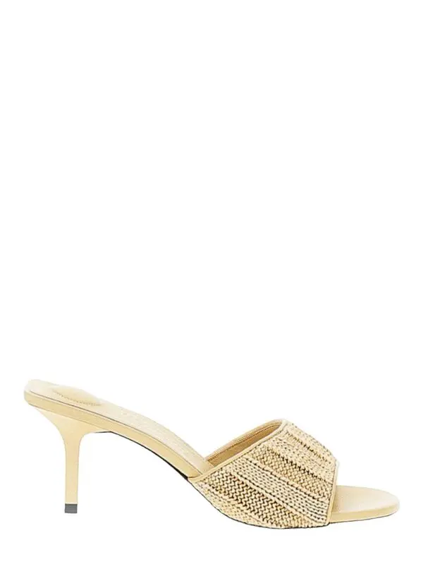 Jacquemus Raffia-effect Knit Mules With Nappa Leather Trim And Sculptural Heel - Multicolor