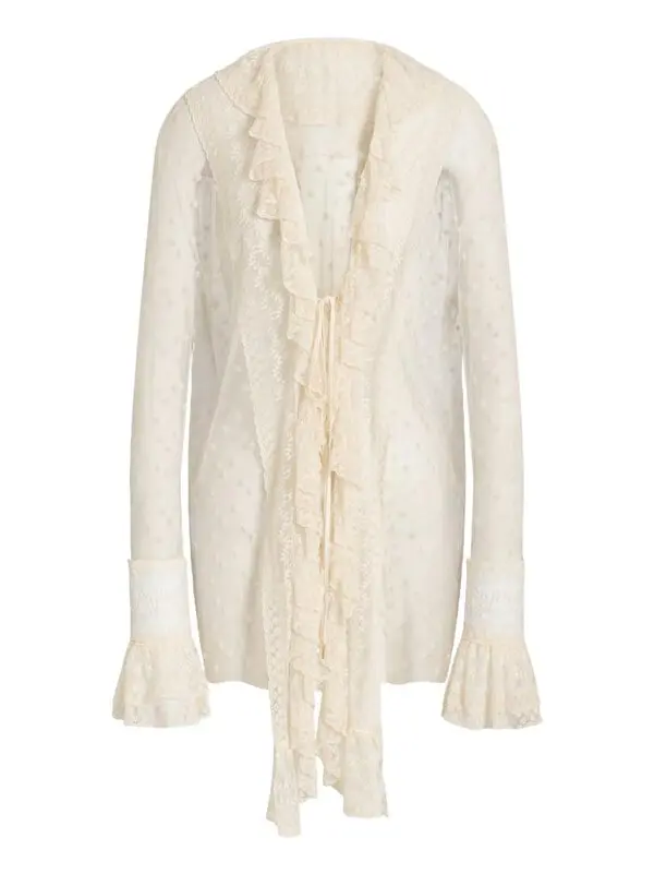 Alberta Ferretti Lace Trimmed Sheer Shirt - Multicolor