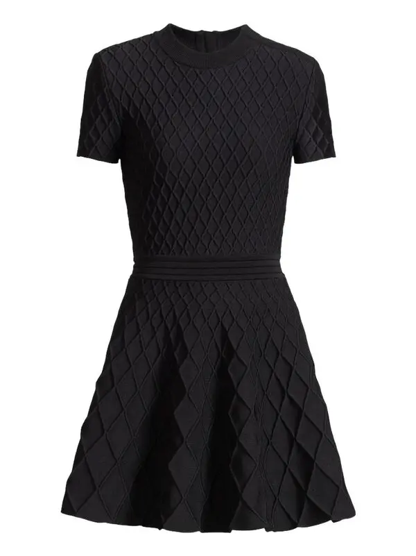Balmain Flared Mini Dress With Quilted Effect - Multicolor