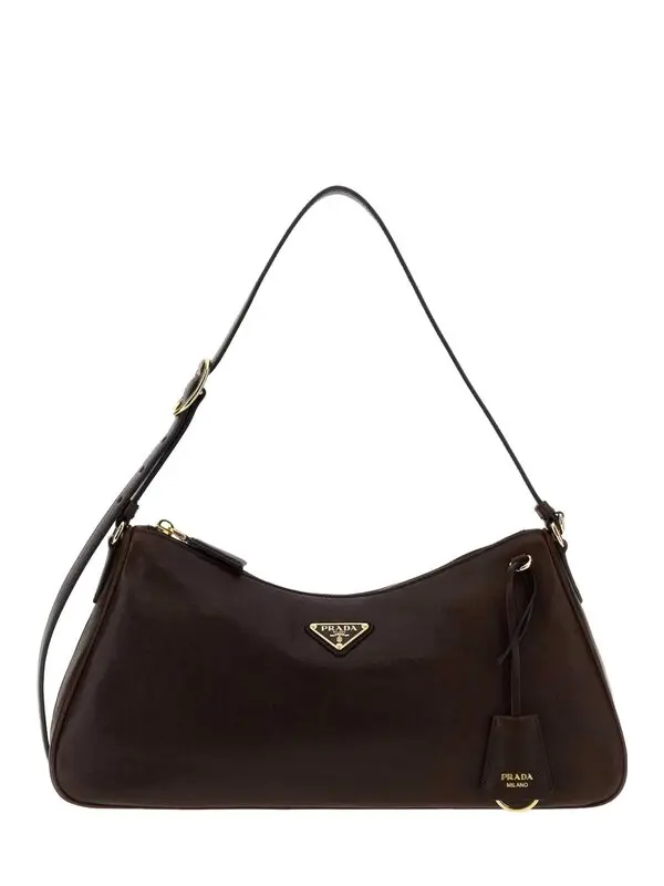 Prada Dark Nappa Leather Shoulder Bag - Brown