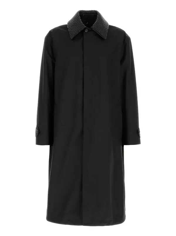Bottega Veneta Tech Wool Overcoat - Black