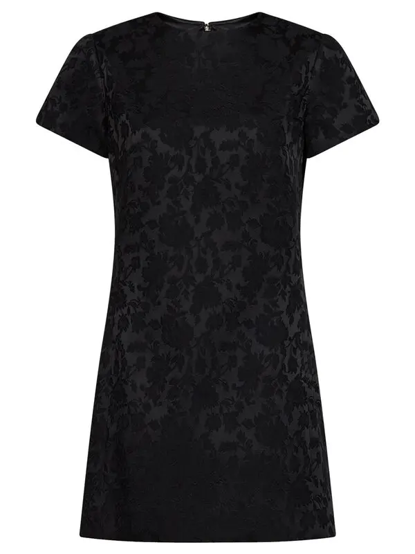 Saint Laurent Black Floral Jacquard Satin Mini Dress - Multicolor