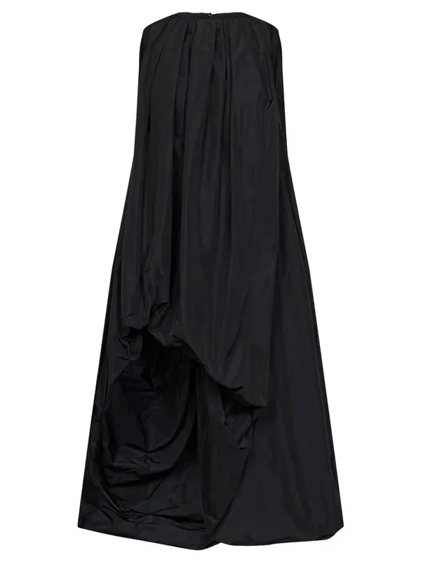 JIL SANDER Black Technical Faille Asymmetrical Midi Dress - Multicolor