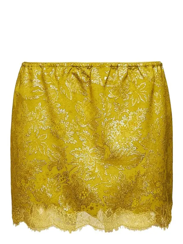 Saint Laurent Baroque Jacquard And Lace Mini Skirt - Multicolor