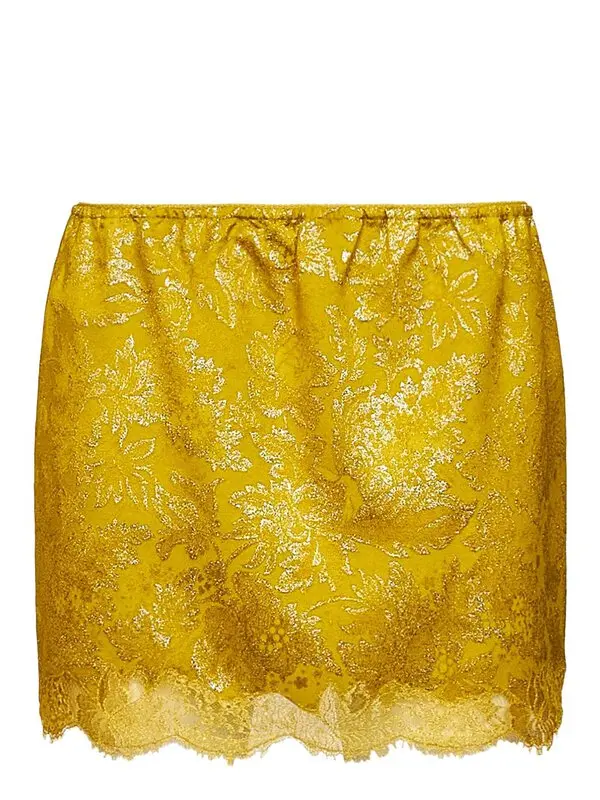 Saint Laurent Baroque Jacquard And Lace Mini Skirt - Multicolor