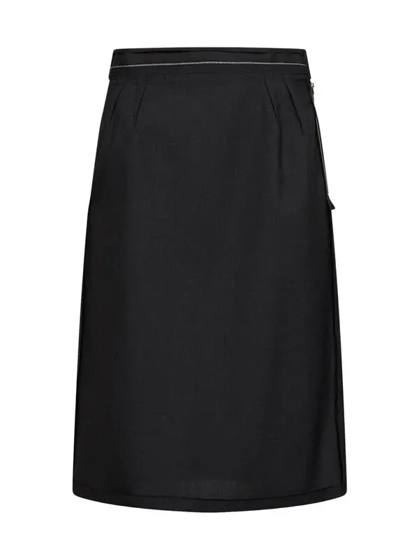 MAISON MARGIELA Charcoal Wool Reversed Midi Skirt - Multicolor