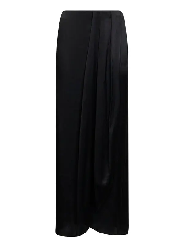 MAISON MARGIELA Black Satin Draped Maxi Skirt - Multicolor