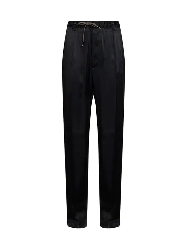 MAISON MARGIELA Black Satin Drawstring Trousers - Multicolor