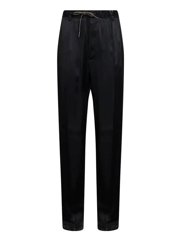 MAISON MARGIELA Black Satin Drawstring Trousers - Multicolor