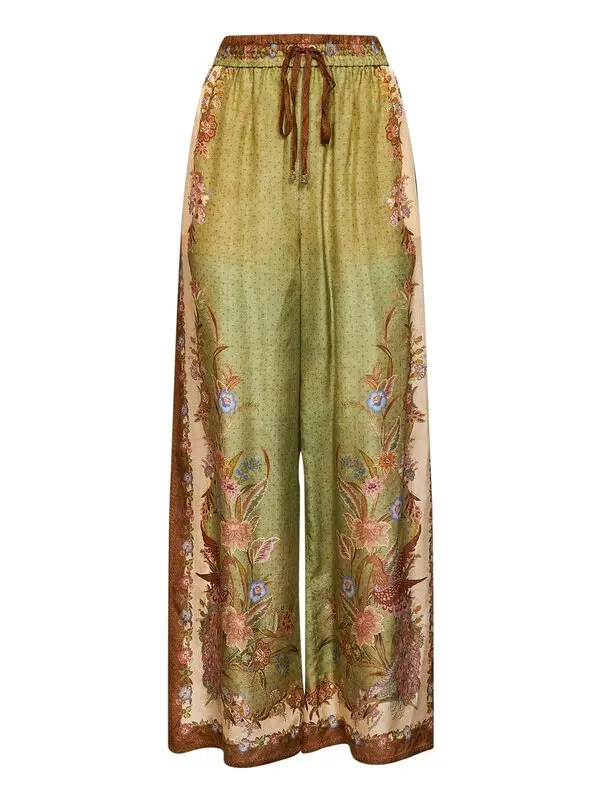 Zimmermann Relaxed Fit Floral Scarf Print Silk Trousers - Multicolor