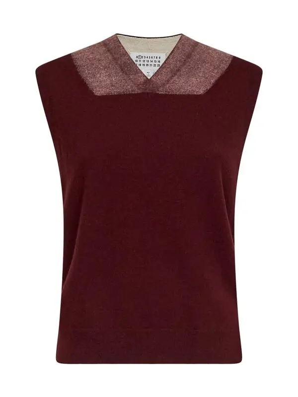 MAISON MARGIELA Burgundy Virgin Wool Fuse Knit Vest - Multicolor