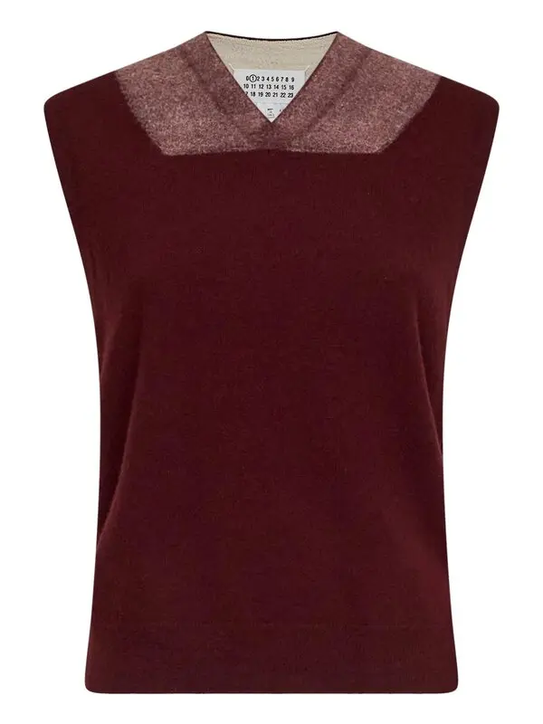 MAISON MARGIELA Burgundy Virgin Wool Fuse Knit Vest - Multicolor