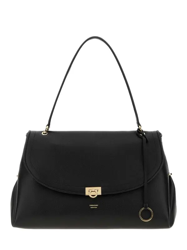 FERRAGAMO Salvatore Leather Shoulder Bag - Black