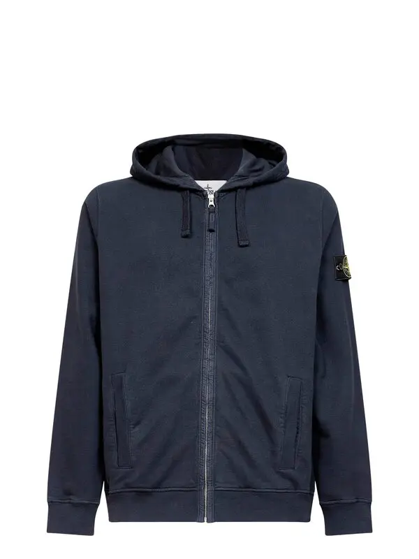 Stone Island Organic Cotton Zip-up Hoodie With Drawstring - Multicolor