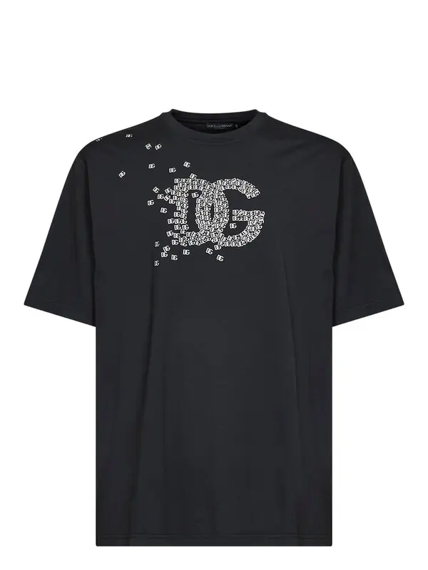Dolce & Gabbana Black Cotton Logo-printed T-shirt - Multicolor