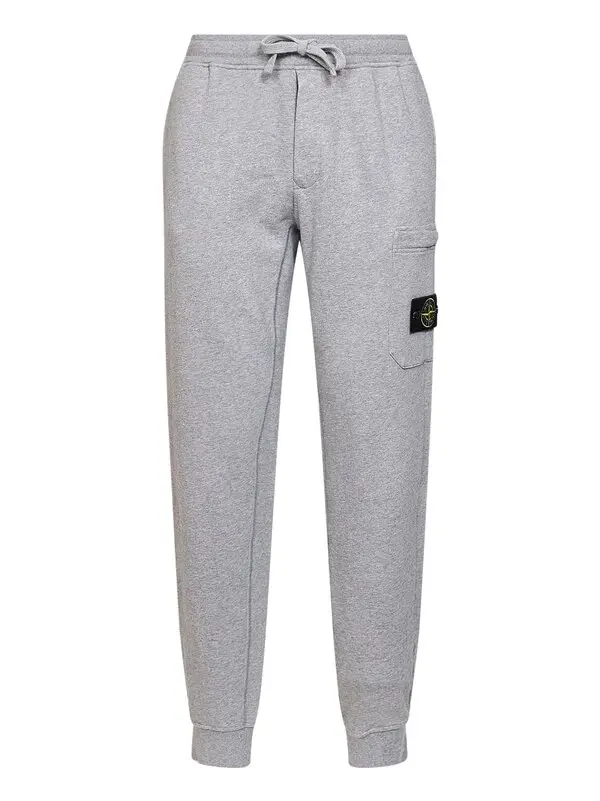 Stone Island Grey Mélange Organic Cotton Fleece Joggers - Multicolor