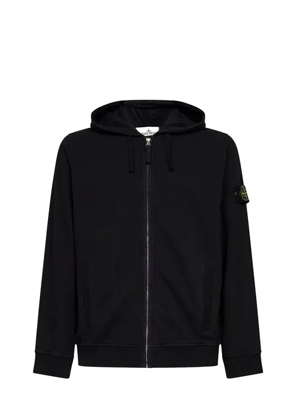 Stone Island Zip-up Hoodie With Logo Badge - Multicolor