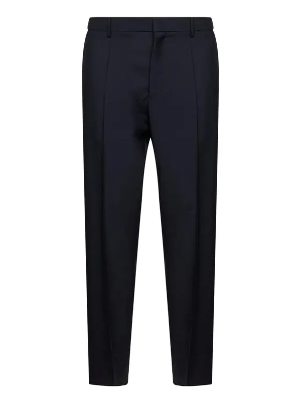 JIL SANDER Dark Blue Wool And Mohair Tapered Trousers - Multicolor