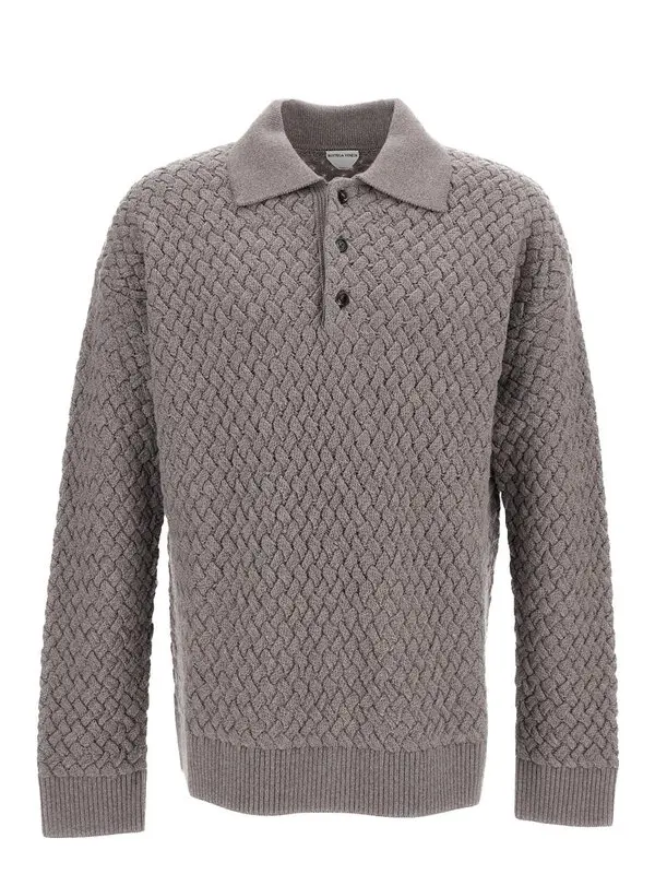 Bottega Veneta Intrecciato Wool Polo Sweater - Multicolor