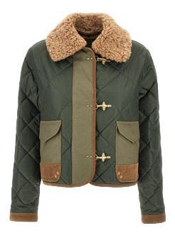 FAY Quilted Jacket With Shearling Collar - Multicolor