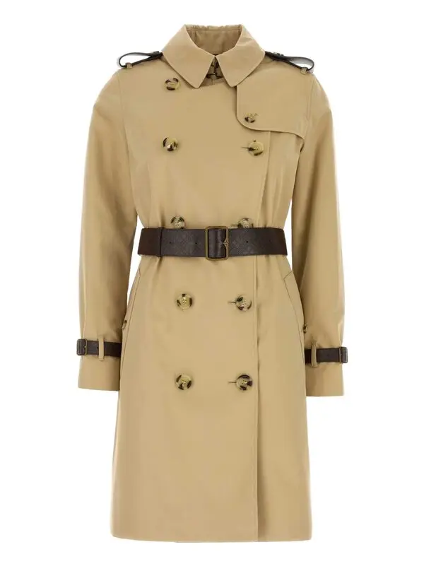 Burberry Beige Twill Trench Coat - Brown