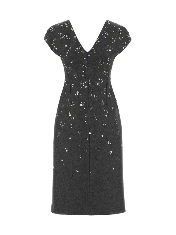 JIL SANDER Dark Grey Felt Dress - Gray