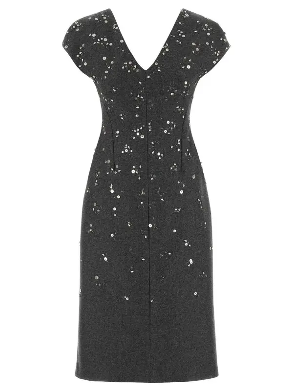 JIL SANDER Dark Grey Felt Dress - Gray