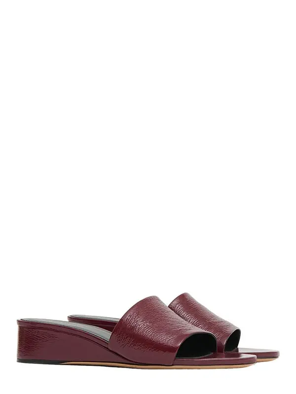 MANSUR GAVRIEL Zeppa Leather Slide Wedge Sandal - Claret