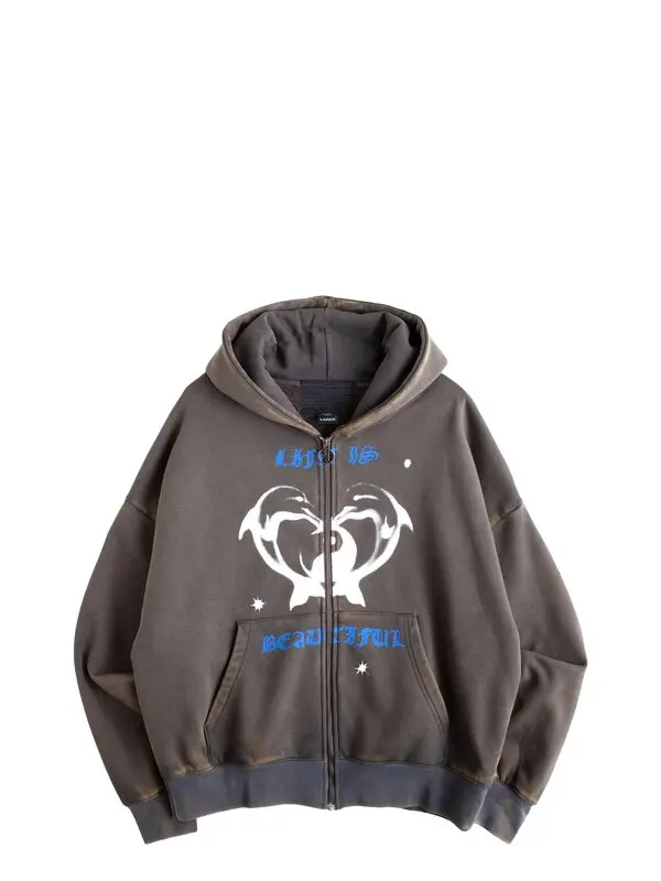 JUNGLES Beautiful Life Zip Hoodie - Grey
