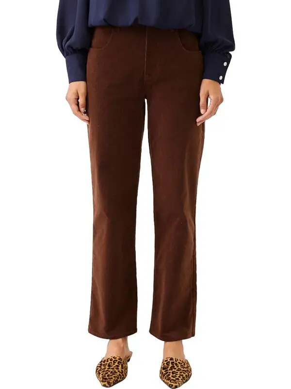 Karen Kane Stretch Corduroy Ankle Pants - Chocolate