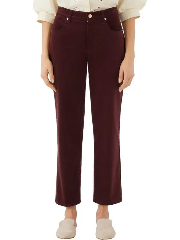 Karen Kane Stretch Corduroy Ankle Pants - Wine