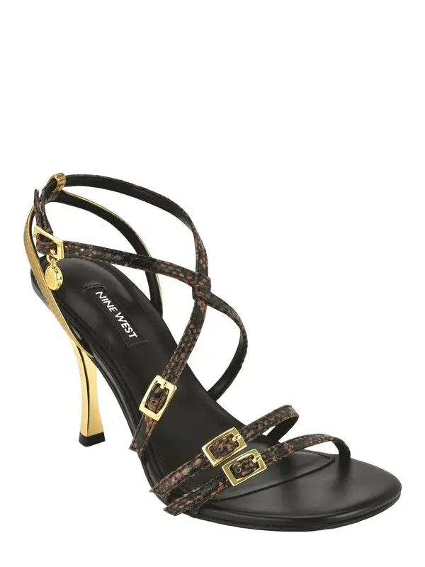 Nine West Lavva Buckle Ankle Strap Sandal - Light Brown