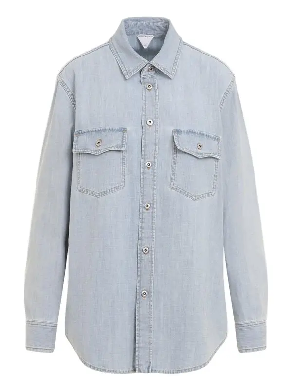 Bottega Veneta Cotton Chambra Shirt - Blue
